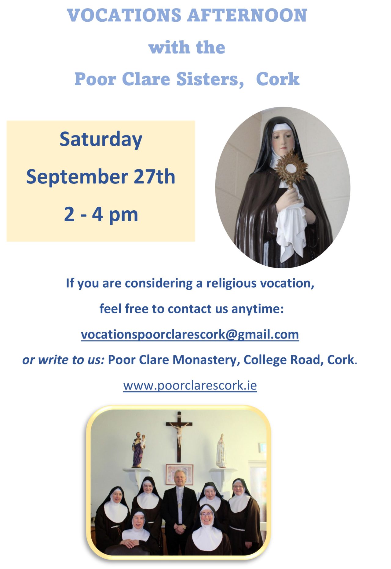 Vocations Afternoon with the Poor Clares, Cork - Vocations Ireland
